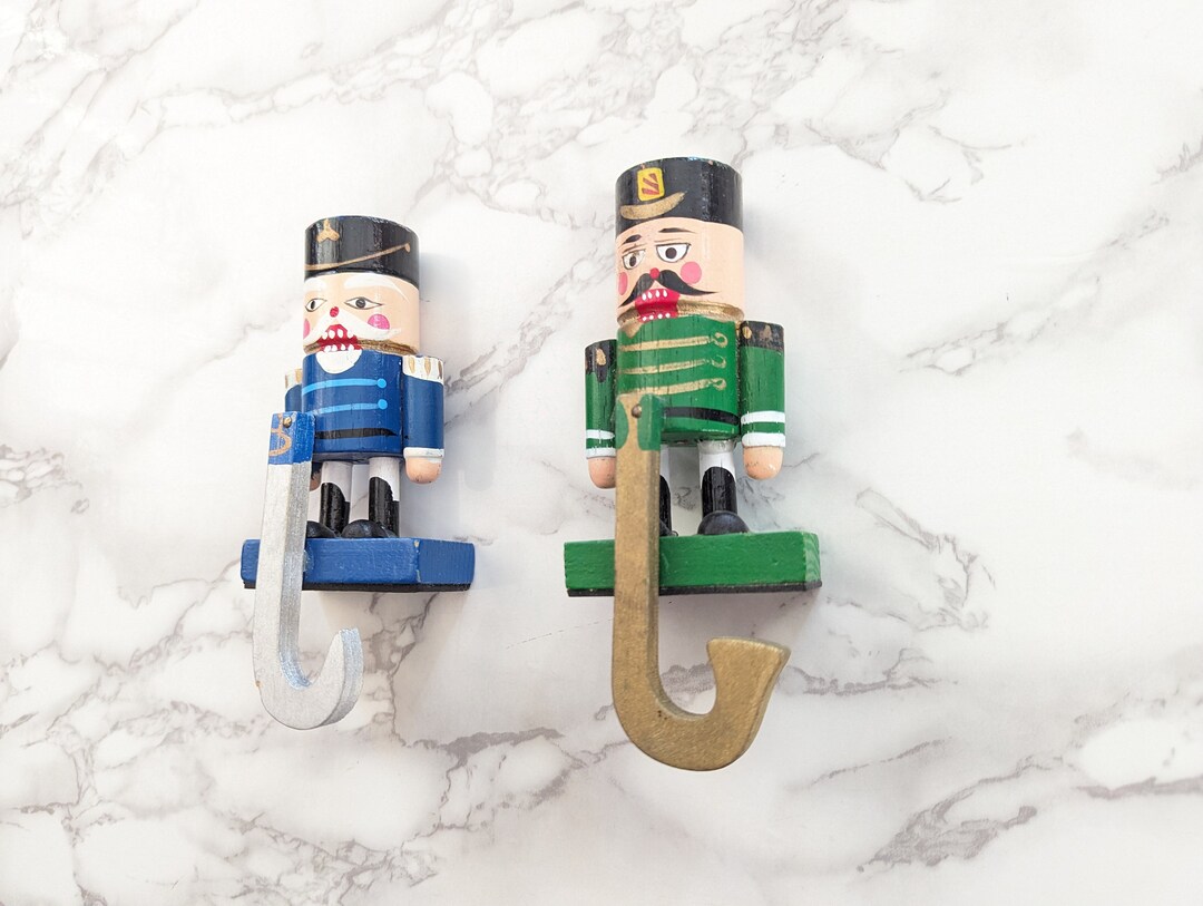 Toy Soldier Stocking Hanger // ONE Vintage Wooden Nutcracker - Etsy