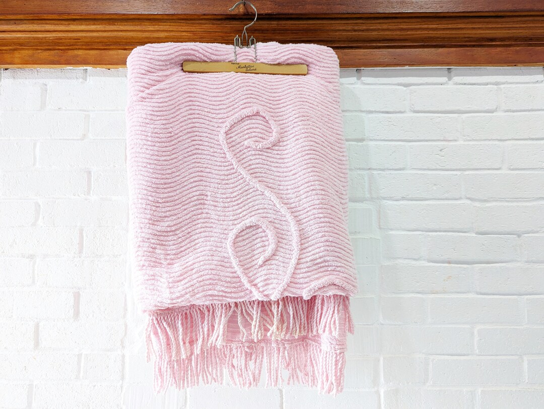 Vintage Pink Chenille Bedspread // Pink Fringe Bedding Blanket Twin ...