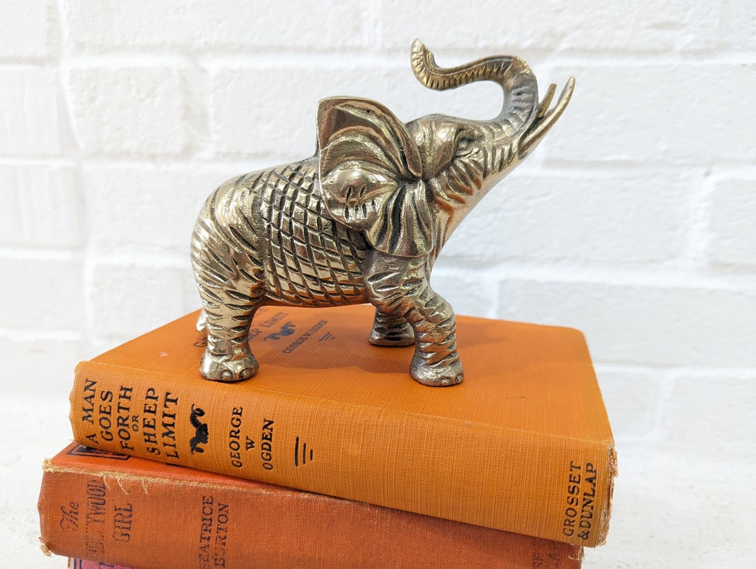 Brass Elephant Statue // Vintage Heavy Mid Century Modern Paperweight ...