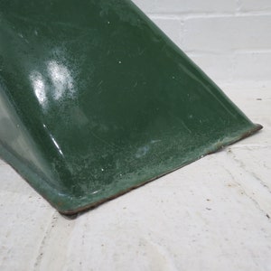 Vintage Enamel Light Shade // Green Angled Sconce or Ceiling Lamp Shade ...