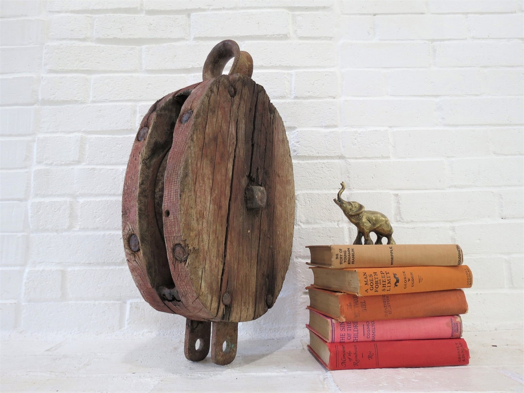 Huge Antique Pulley // 20" Rustic Barn Salvage Hardware, Nautical Rope ...