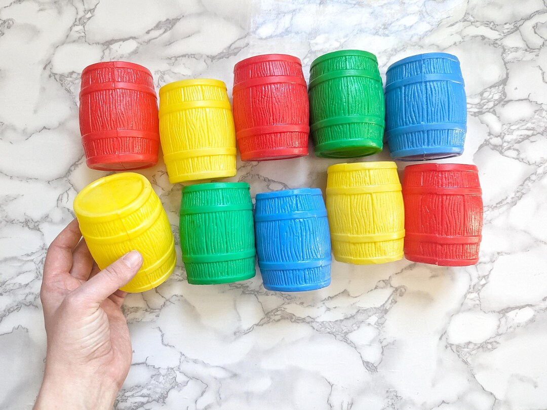 Vintage Toy Barrels Set // Colorful Stacking Blocks Nursery Decor, Kid ...