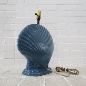 Vintage Blue Shell Lamp // Beach House Pottery Lamp, Ceramic Table Lamp ...