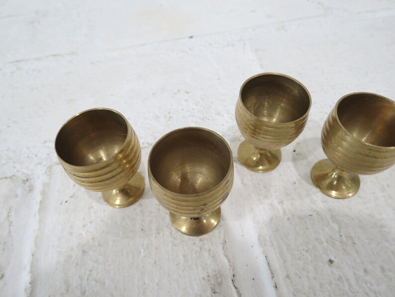 Mini Brass Goblets Collection // Vintage Set of Four Miniature Cordials ...