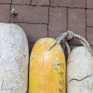 Vintage Buoy Lot // Maine Lobster Buoys, Nautical Beach House Decor ...