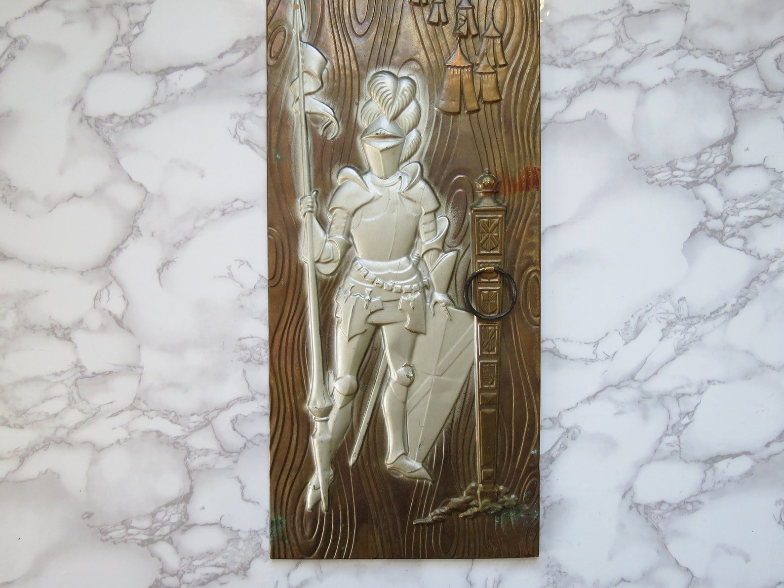 Vintage Brass Knight Wall Hanging in Brass and Silver // Vintage ...