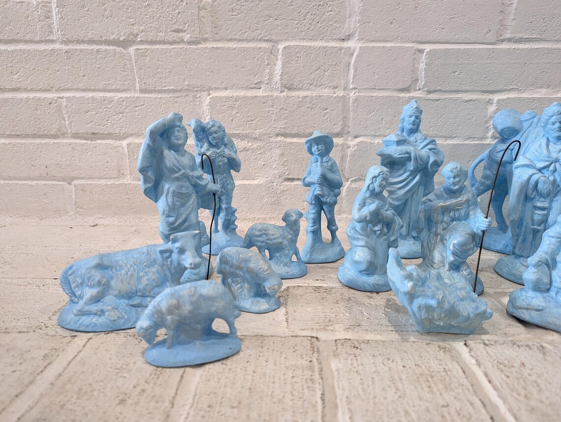 Atlantic Mold Nativity Set // Vintage Blue Ceramic Christmas Display ...