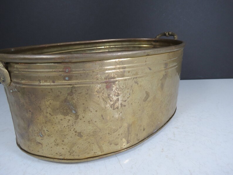 Large Brass Planter Pot // Vintage Mid Century Modern Hammered Brass ...