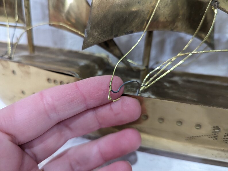 Brass Model Ship // Vintage Large Brass Ship Sculpture, Brutalist ...