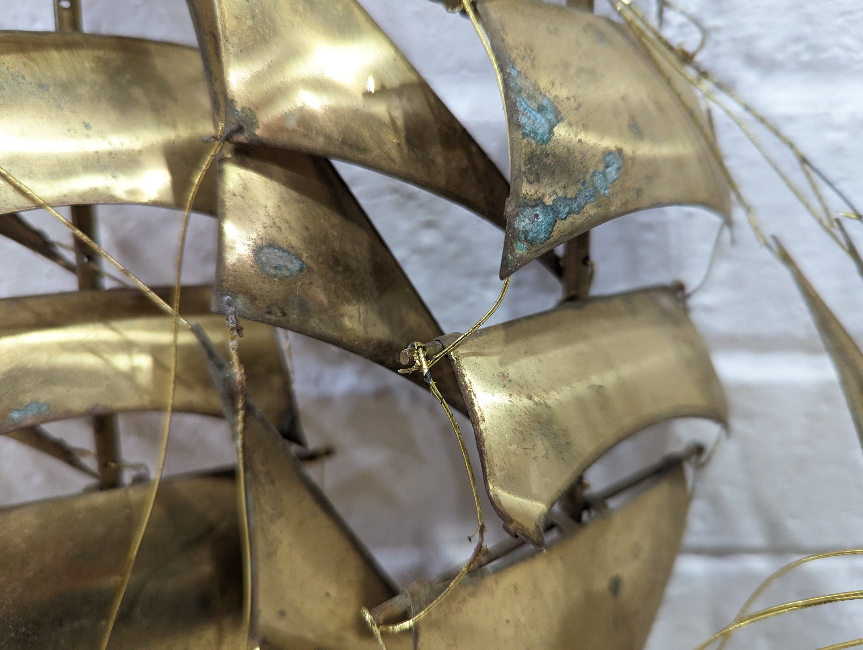 Brass Model Ship // Vintage Large Brass Ship Sculpture, Brutalist ...