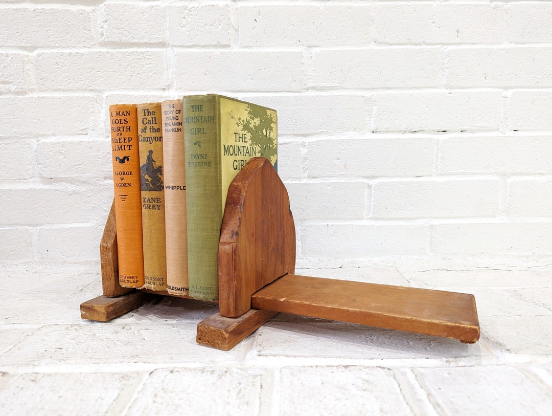 Antique Wooden Book Rack // Tabletop Book Shelf, Desk Organizer Rack ...