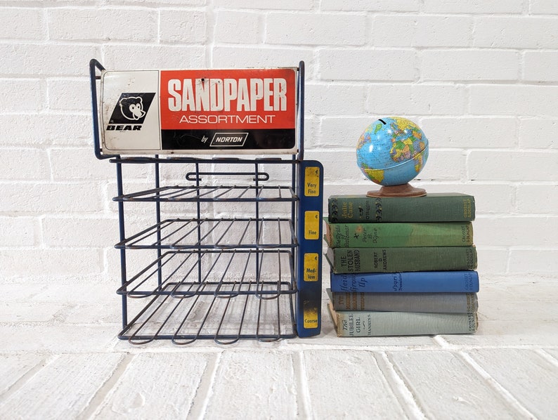 Vintage Sandpaper Display Rack // Hardware Store Display Retail Shelf ...