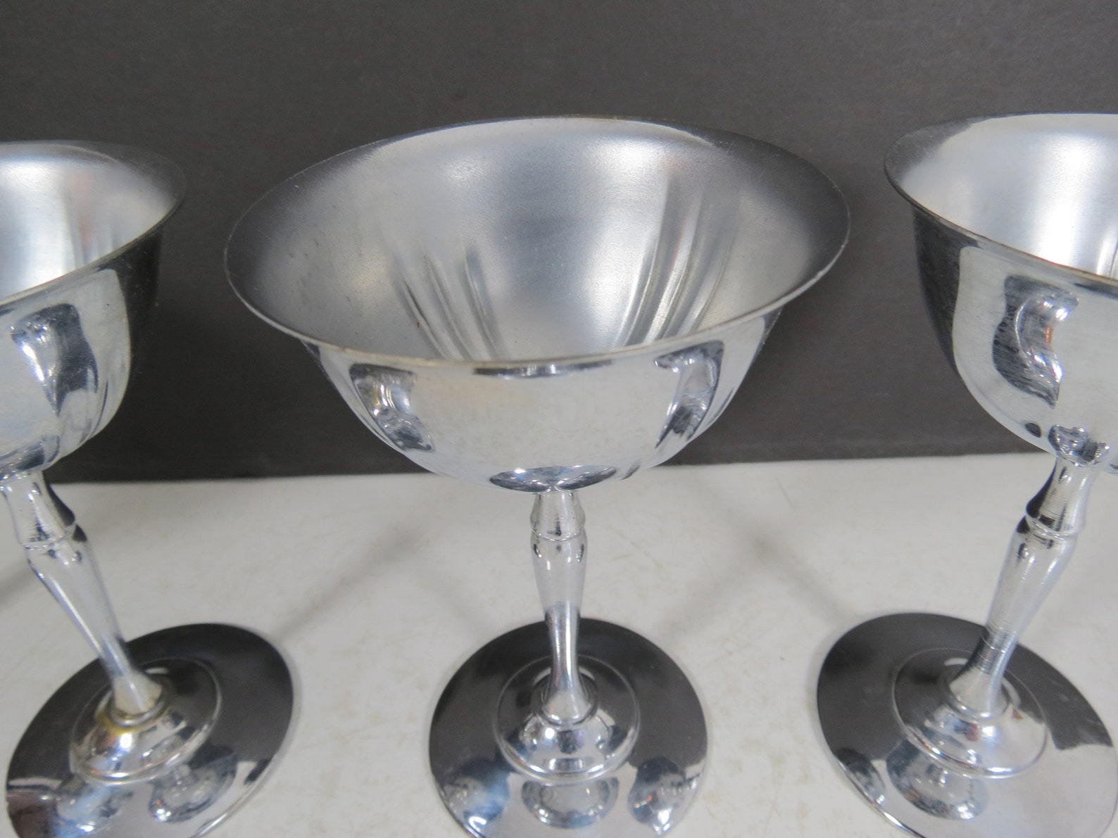 Vintage Chrome Goblets Set // 4 Four Small Wine Glasses Shiny - Etsy