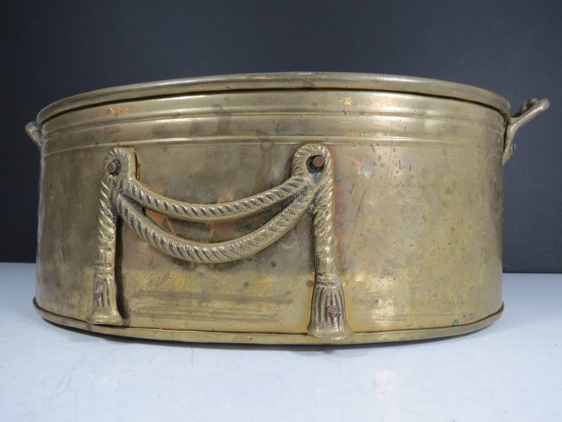 Large Brass Planter Pot // Vintage Mid Century Modern Hammered Brass ...