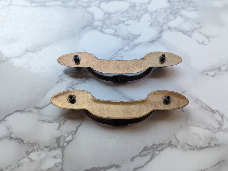 PAIR Mid Century Drawer Handles // Vintage of Brass Cabinet Pulls ...