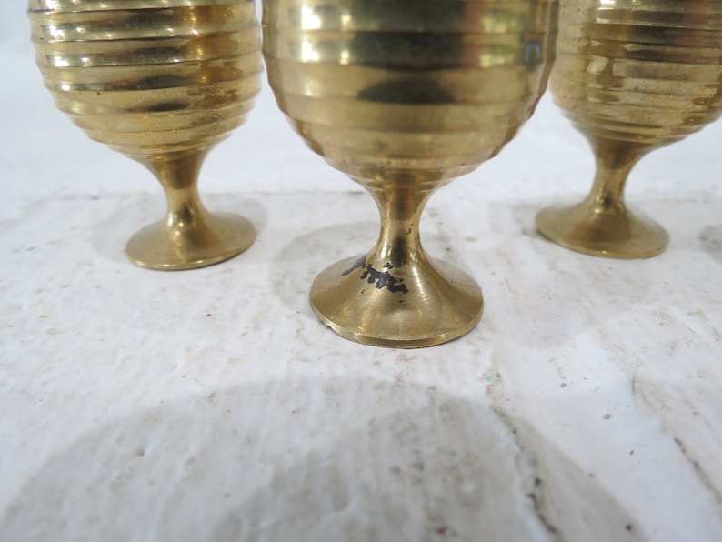 Mini Brass Goblets Collection // Vintage Set of Four Miniature Cordials ...