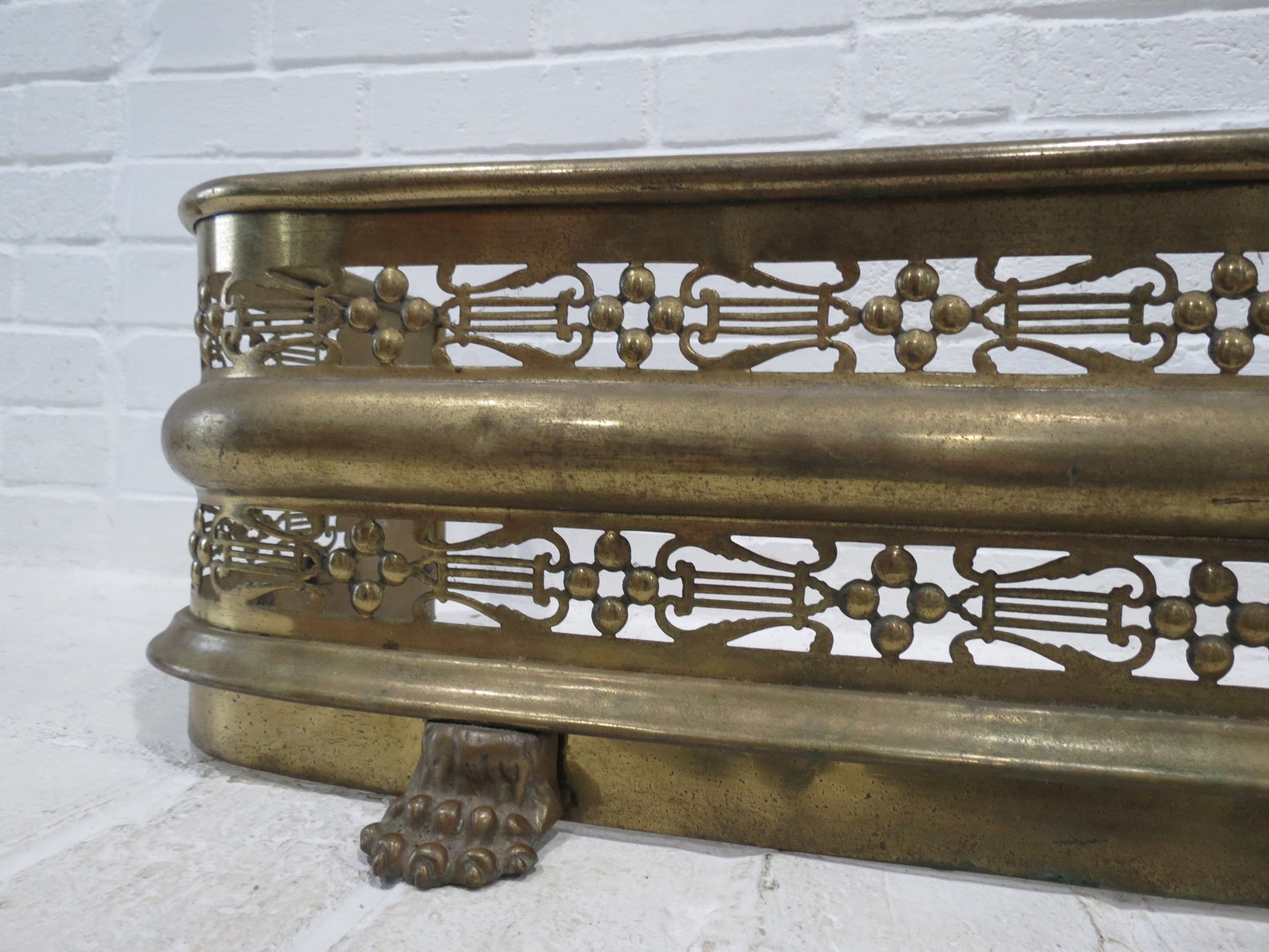 Antique Fireplace Fender // 42 Vintage Brass Fireplace - Etsy