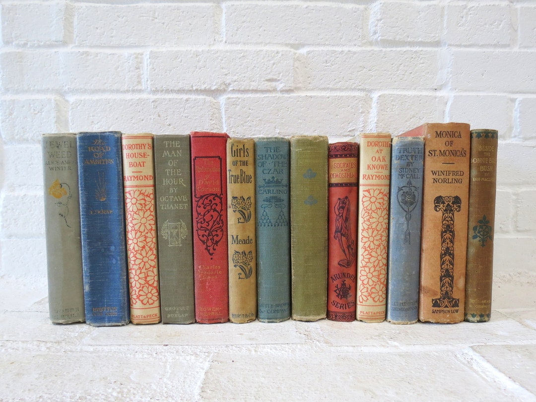 Antique Book Collection // Ornate Book Lot, Embossed Covers and Spines ...