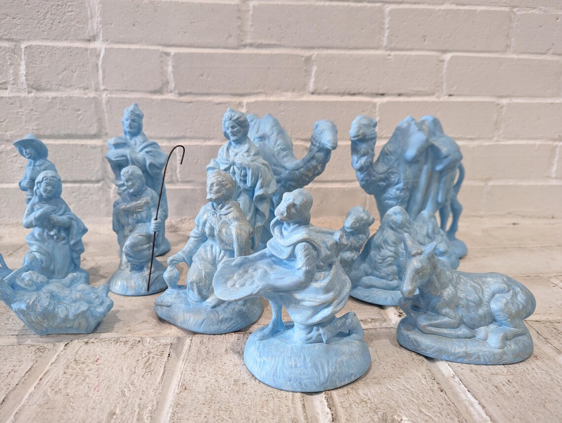 Atlantic Mold Nativity Set // Vintage Blue Ceramic Christmas Display ...