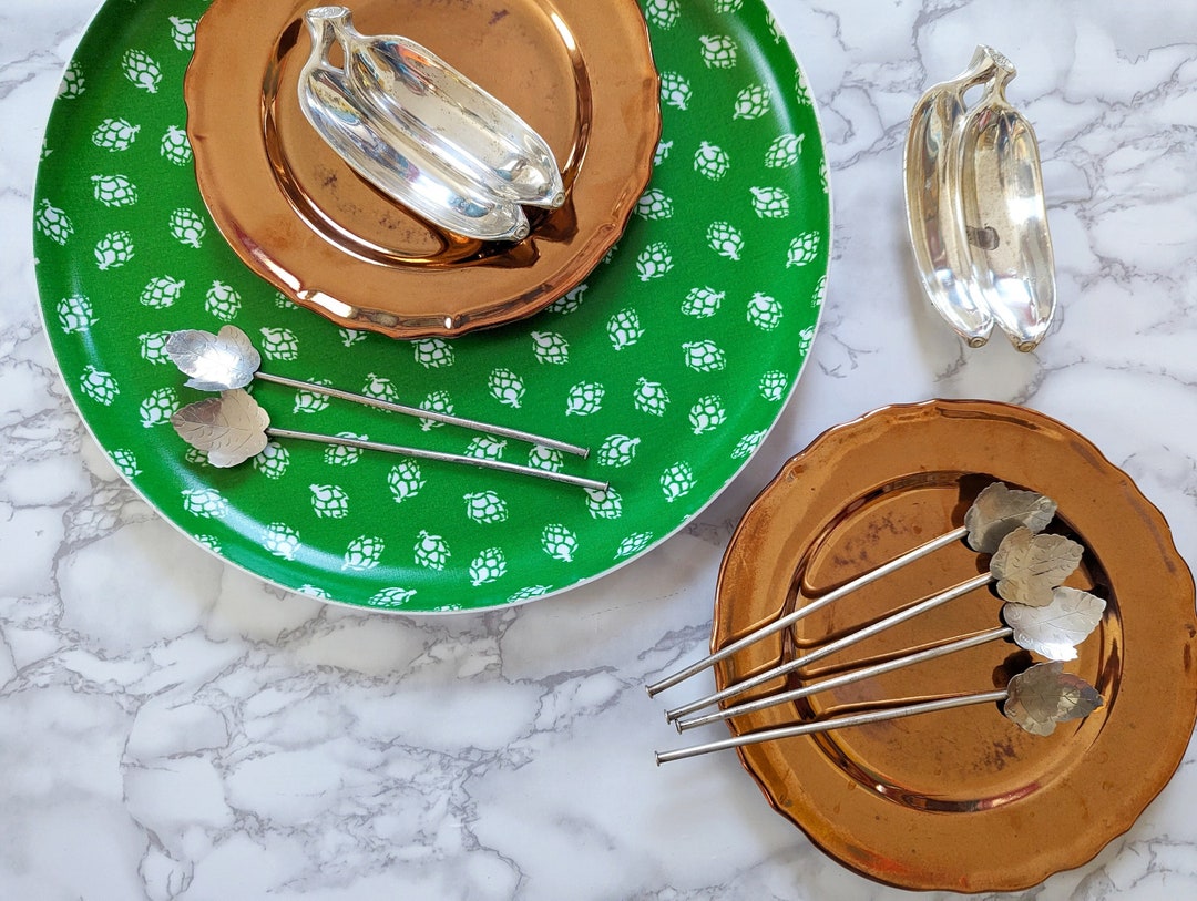 Vintage Sterling Iced Tea Spoons // Set of Six Silver Leaf Sipper ...