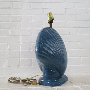 Vintage Blue Shell Lamp // Beach House Pottery Lamp, Ceramic Table Lamp ...