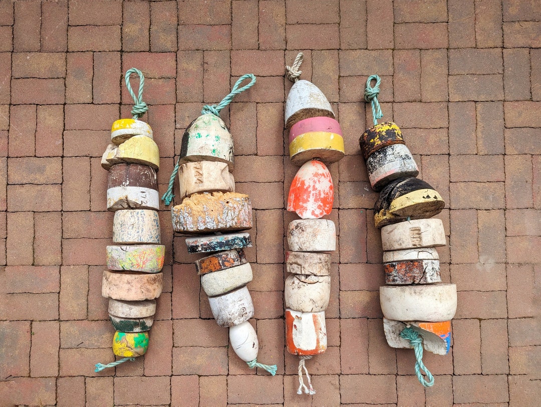 Buoy Rope Collection // One Vintage Maine Buoy Lot, Strung Small Buoys ...