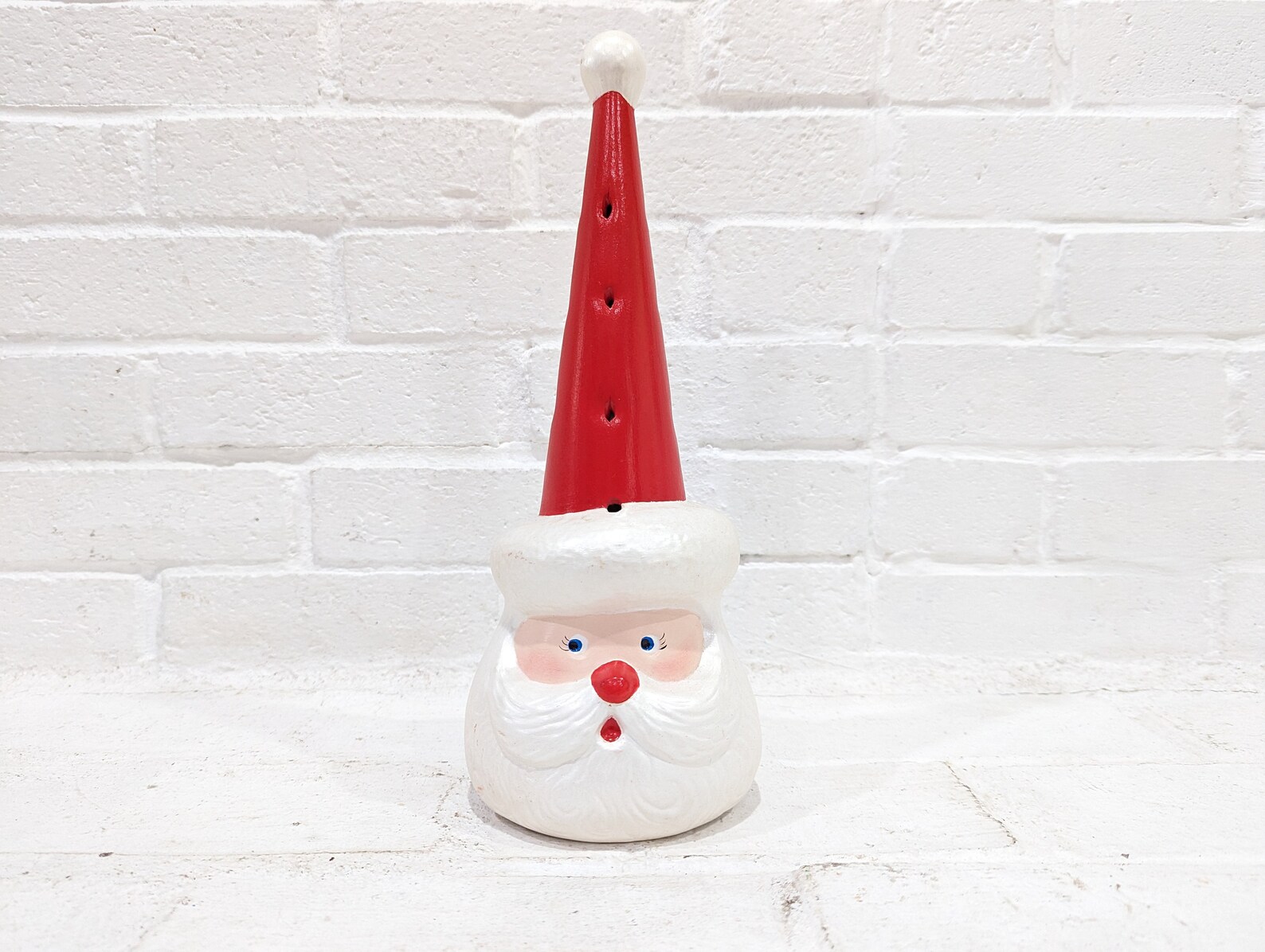 Santa Face Figurine // Vintage Porcelain Ceramic Santa Head Sculpture ...