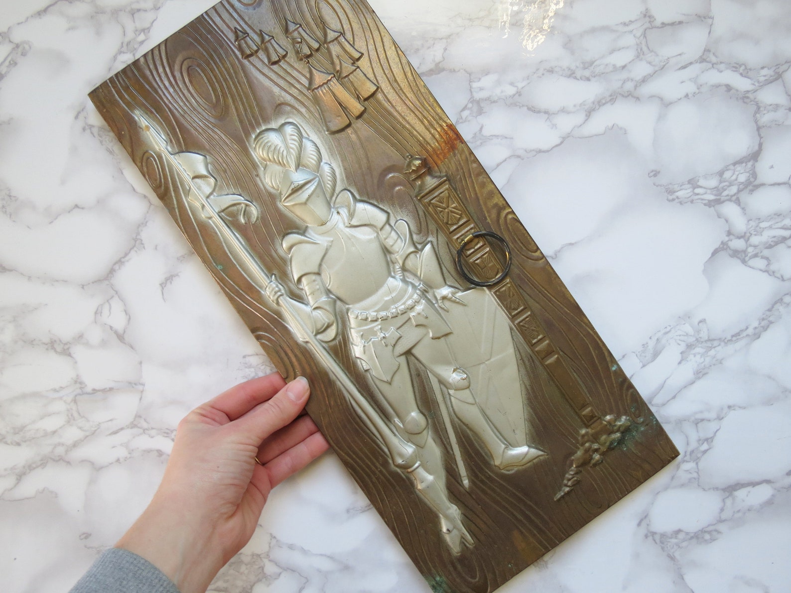 Vintage Brass Knight Wall Hanging in Brass and Silver // Vintage ...