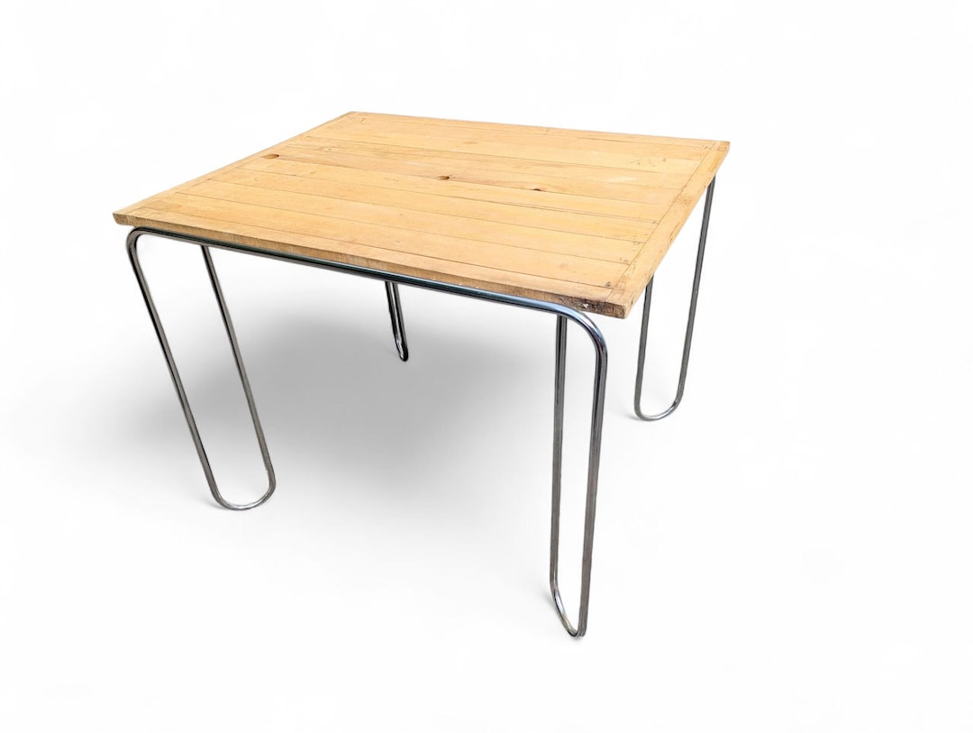 Vintage Chrome Tubular Dining Table // Marcel Breuer Style Bauhaus Art ...