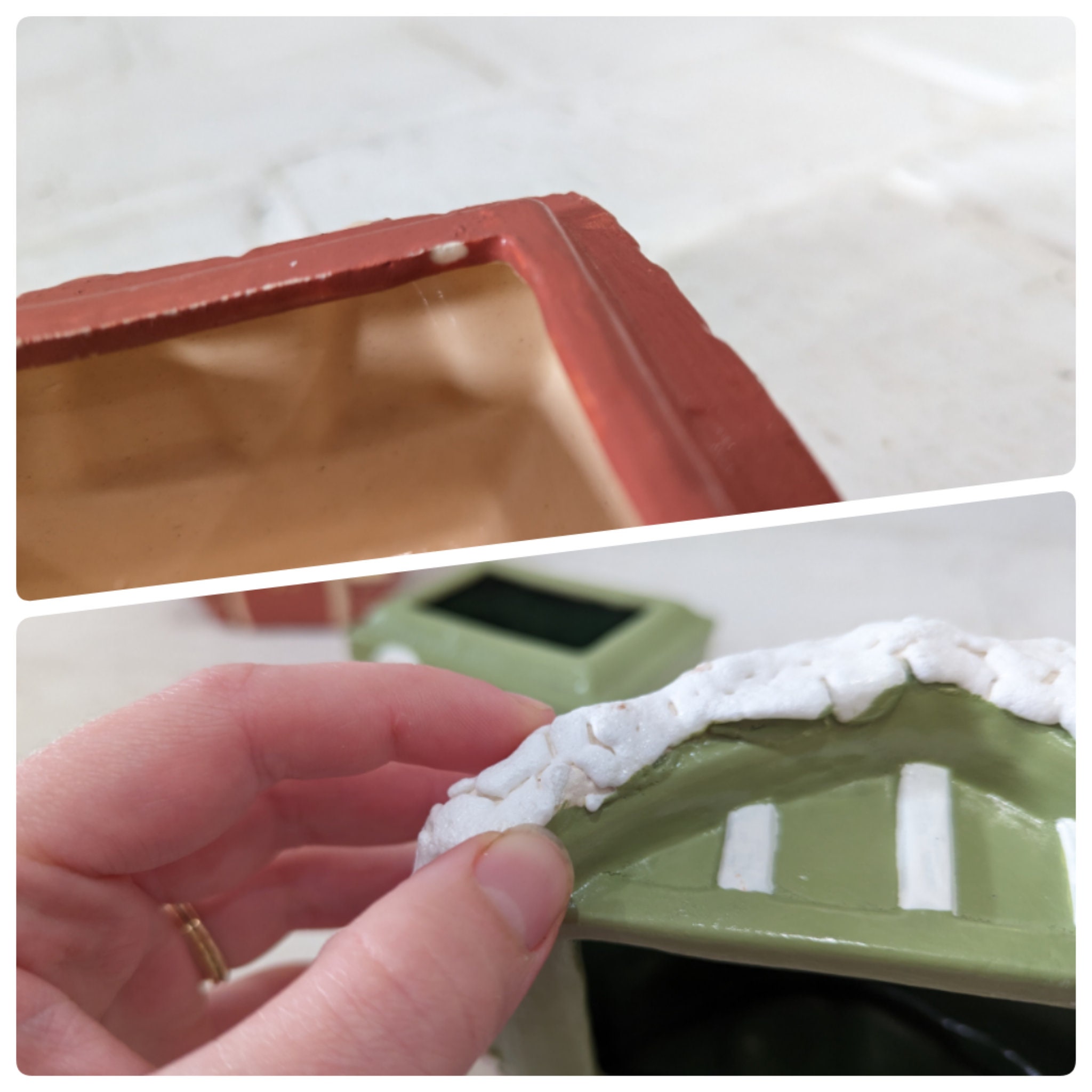 5 Porcelain Christmas Village Houses // Vintage Handmade Winter Village ...