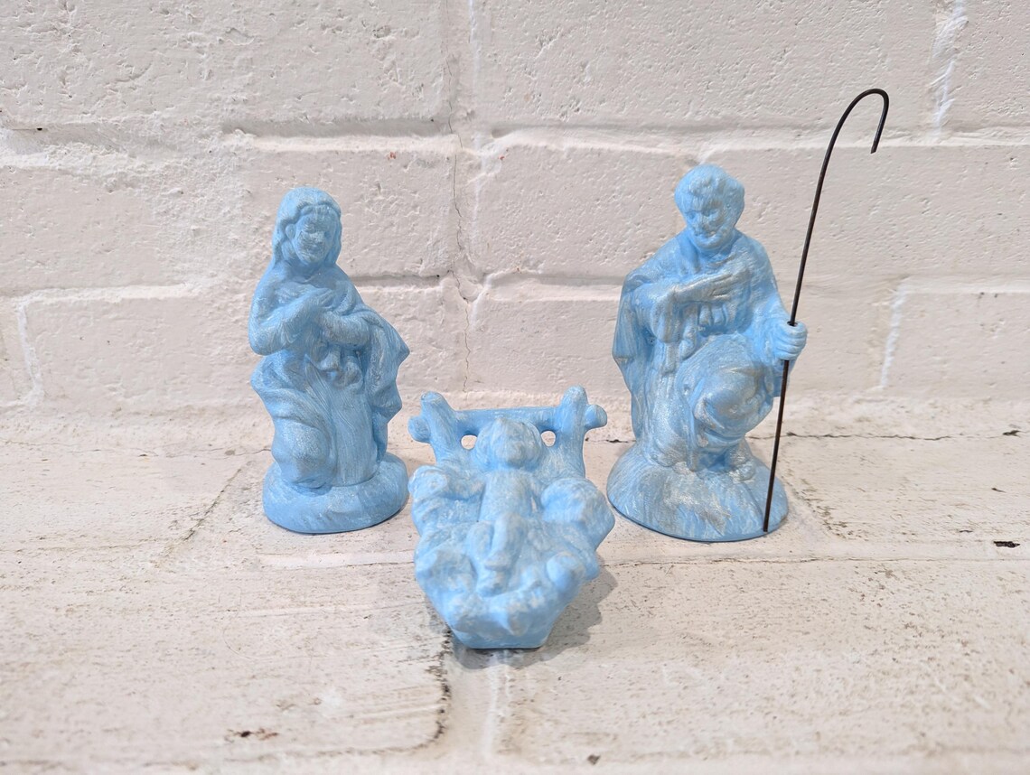Atlantic Mold Nativity Set // Vintage Blue Ceramic Christmas Display ...
