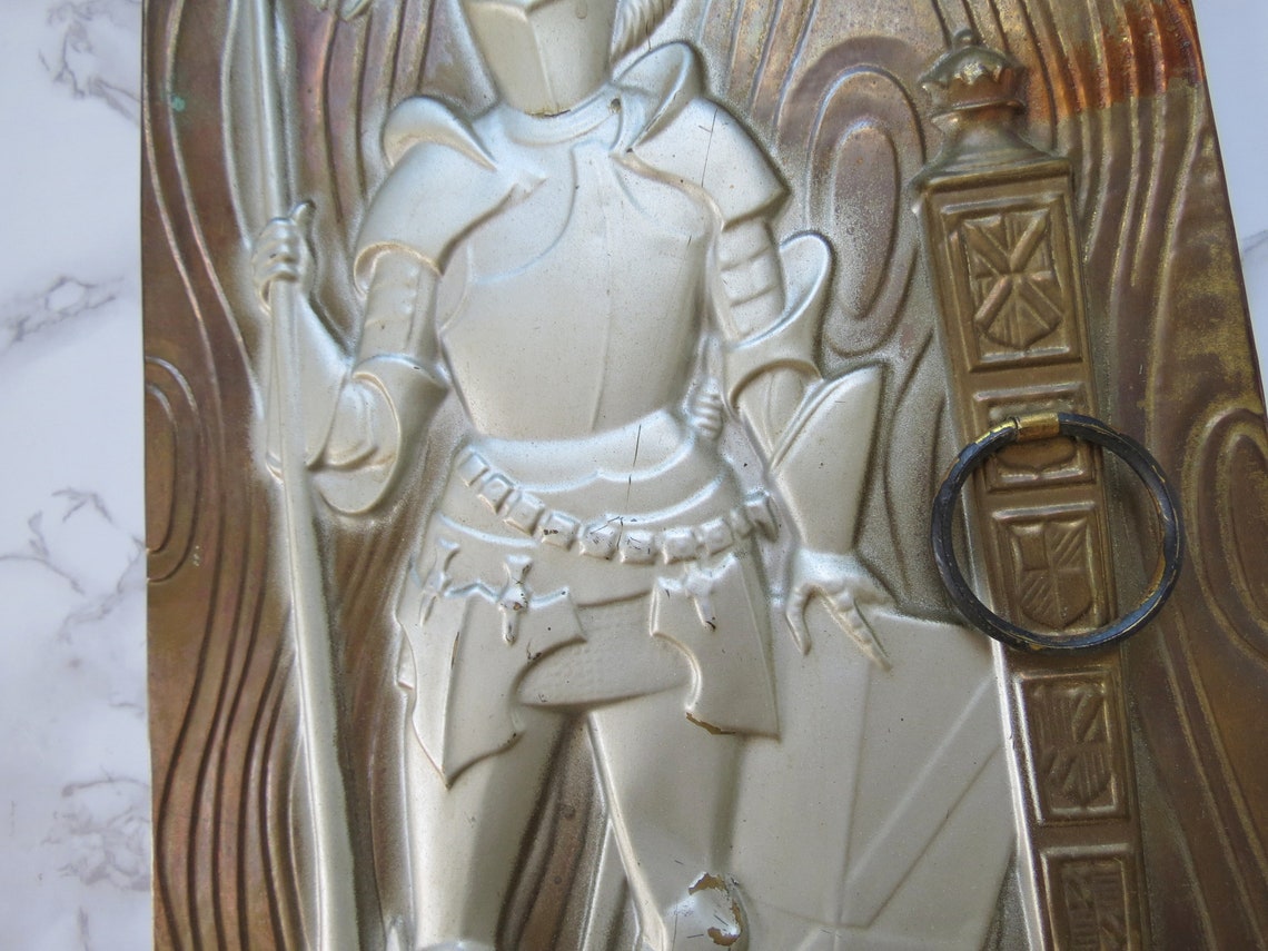 Vintage Brass Knight Wall Hanging in Brass and Silver // Vintage ...