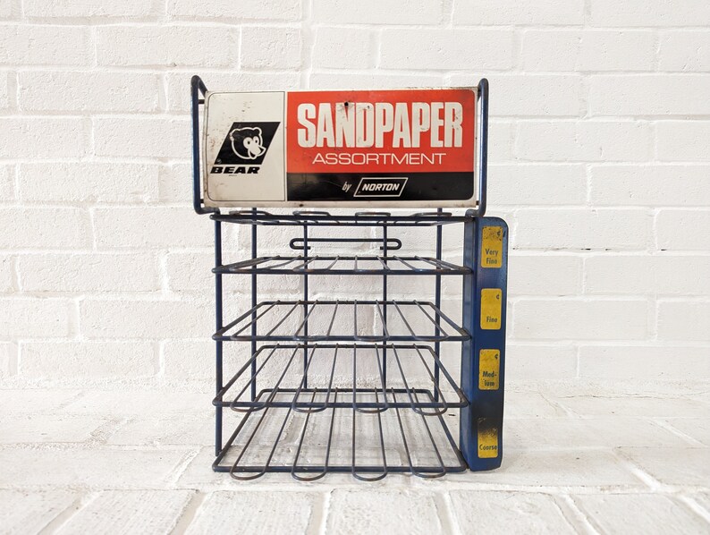 Vintage Sandpaper Display Rack // Hardware Store Display Retail Shelf ...