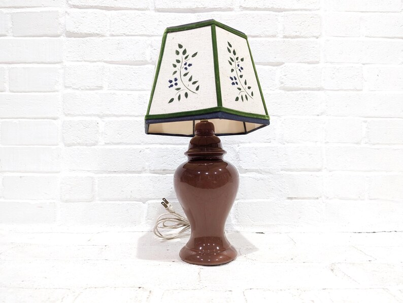 Vintage Blueberry Lamp Shade // Clip-on 6-panel Shade Stenciled Painted ...