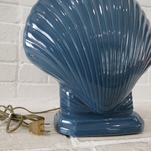 Vintage Blue Shell Lamp // Beach House Pottery Lamp, Ceramic Table Lamp ...