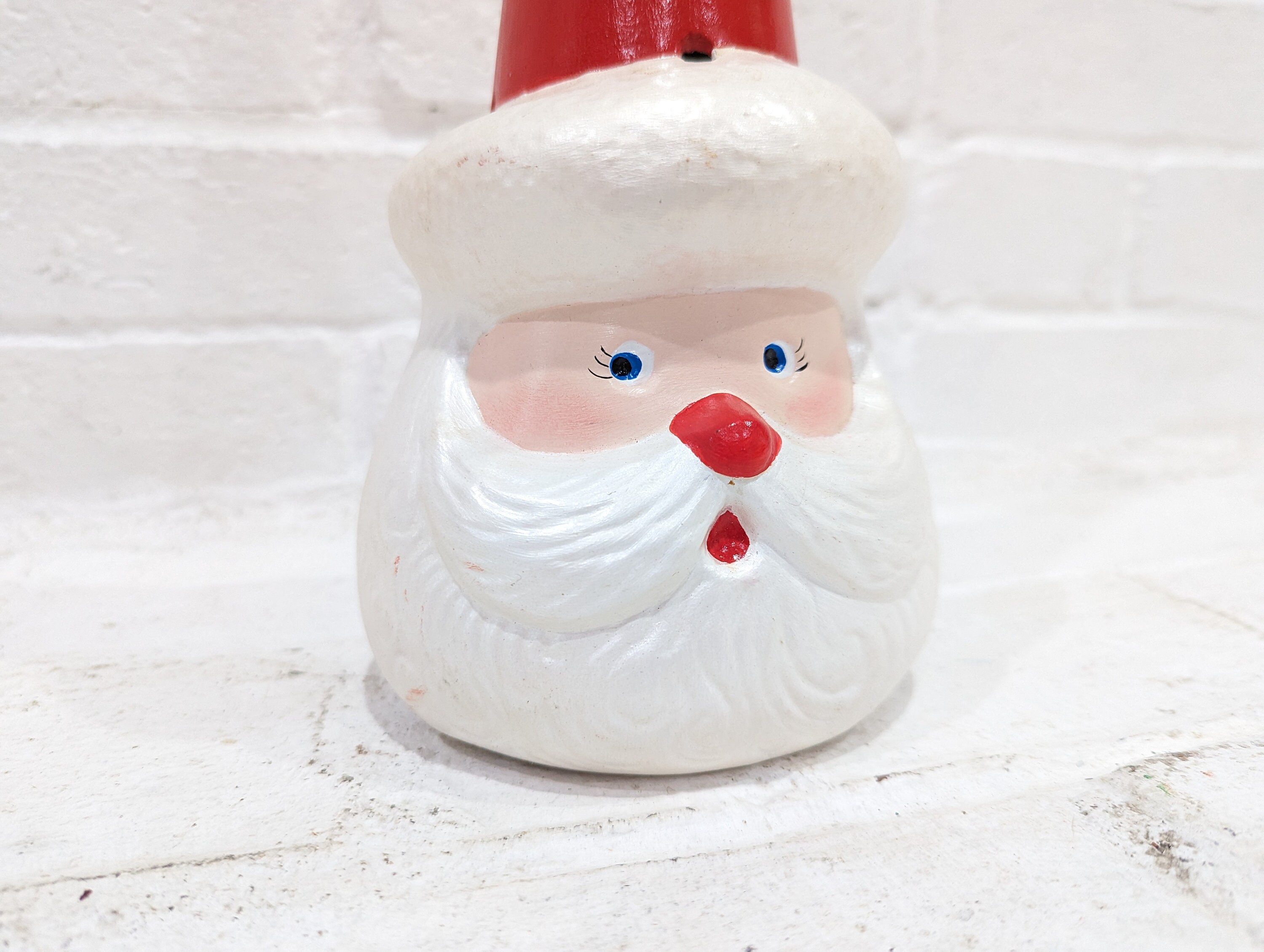 Santa Face Figurine // Vintage Porcelain Ceramic Santa Head Sculpture ...