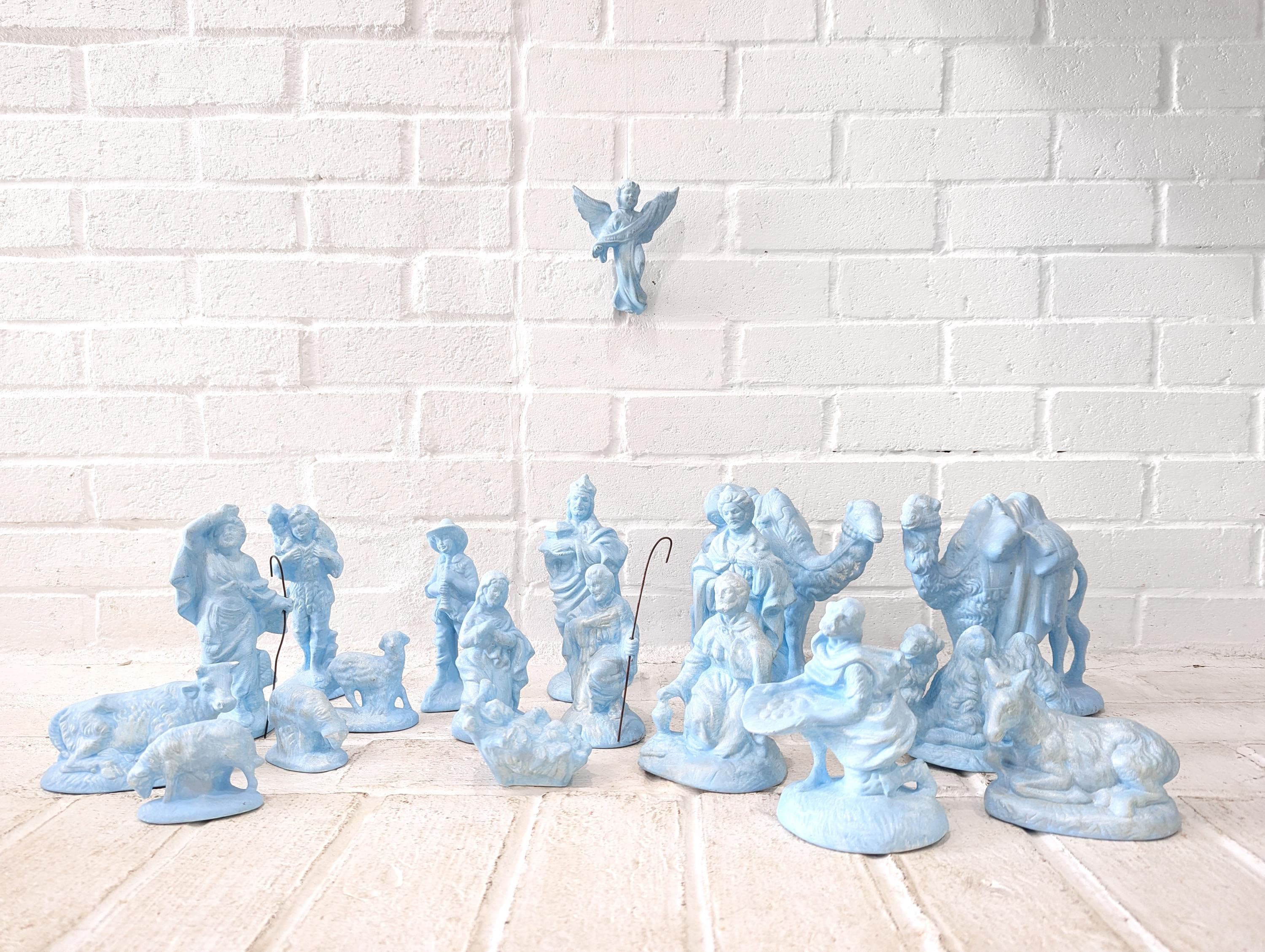 Atlantic Mold Nativity Set // Vintage Blue Ceramic Christmas Display ...
