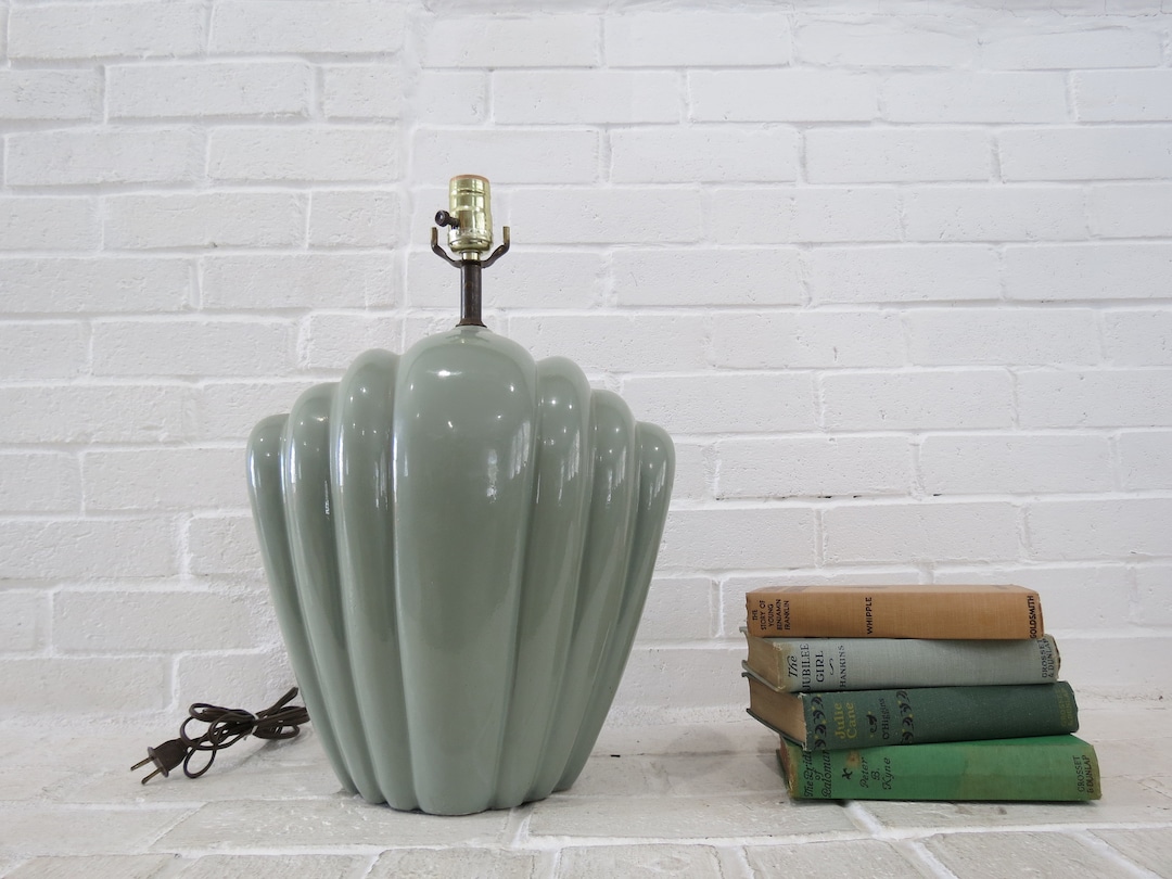 Art Deco Shell Lamp // Vintage Large Heavy Plaster Table Lamp ...