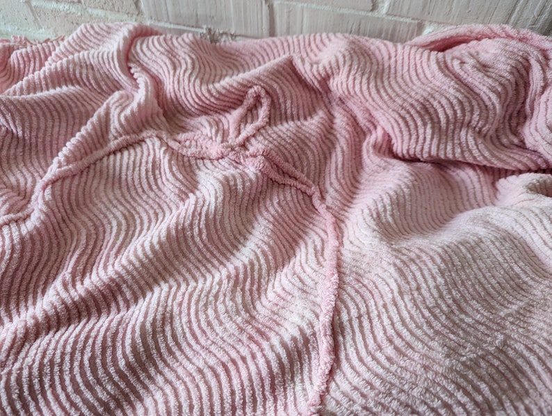 Vintage Pink Chenille Bedspread // Pink Fringe Bedding Blanket Twin ...