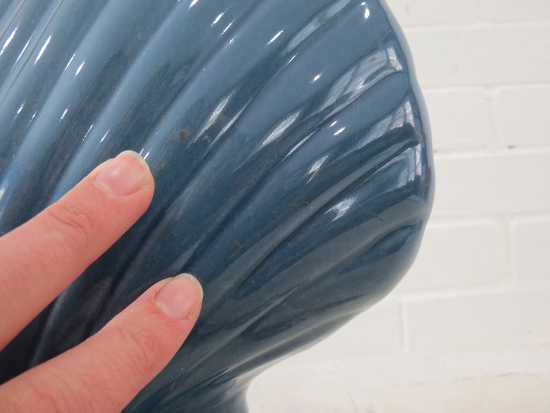 Vintage Blue Shell Lamp // Beach House Pottery Lamp, Ceramic Table Lamp ...