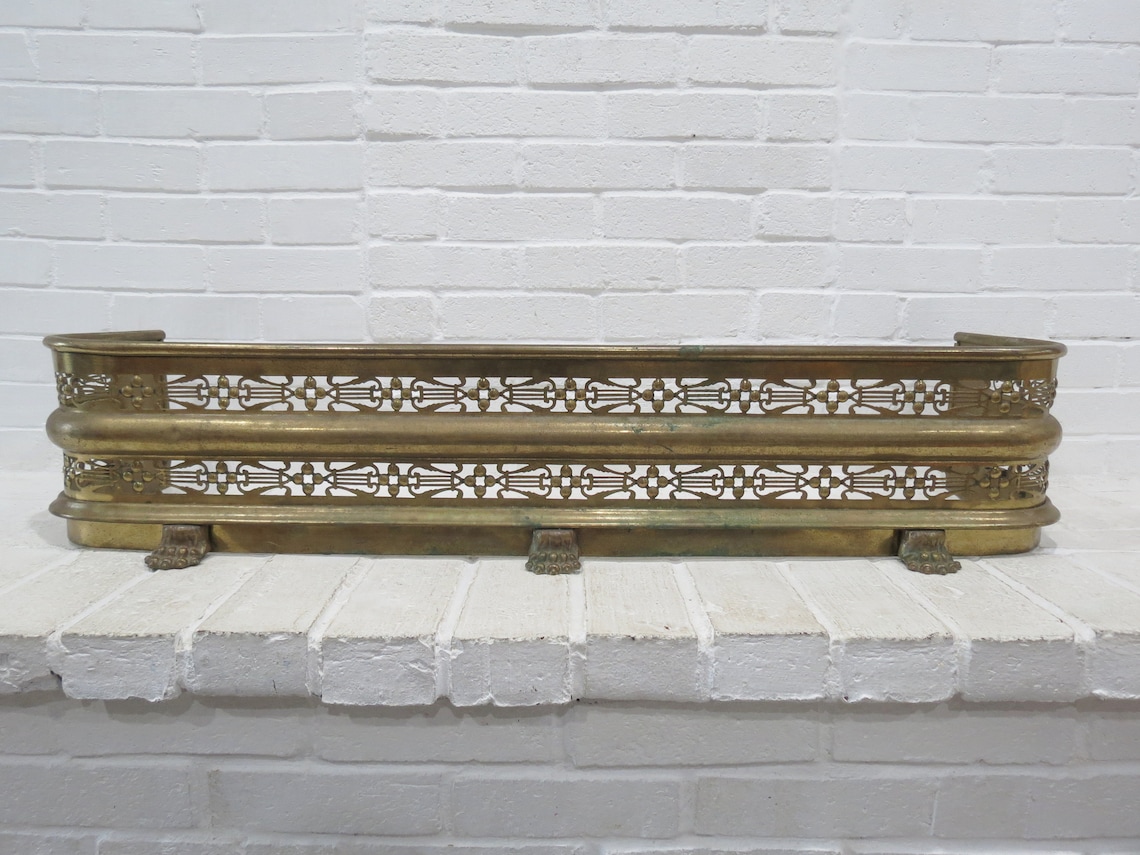 Antique Fireplace Fender // 42 Vintage Brass Fireplace - Etsy