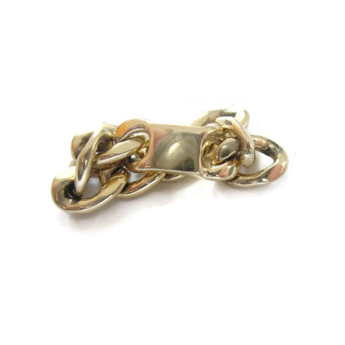 Gold and Silver Curb Chain Ring, Oxidized Silver Signet Ring Unique ...