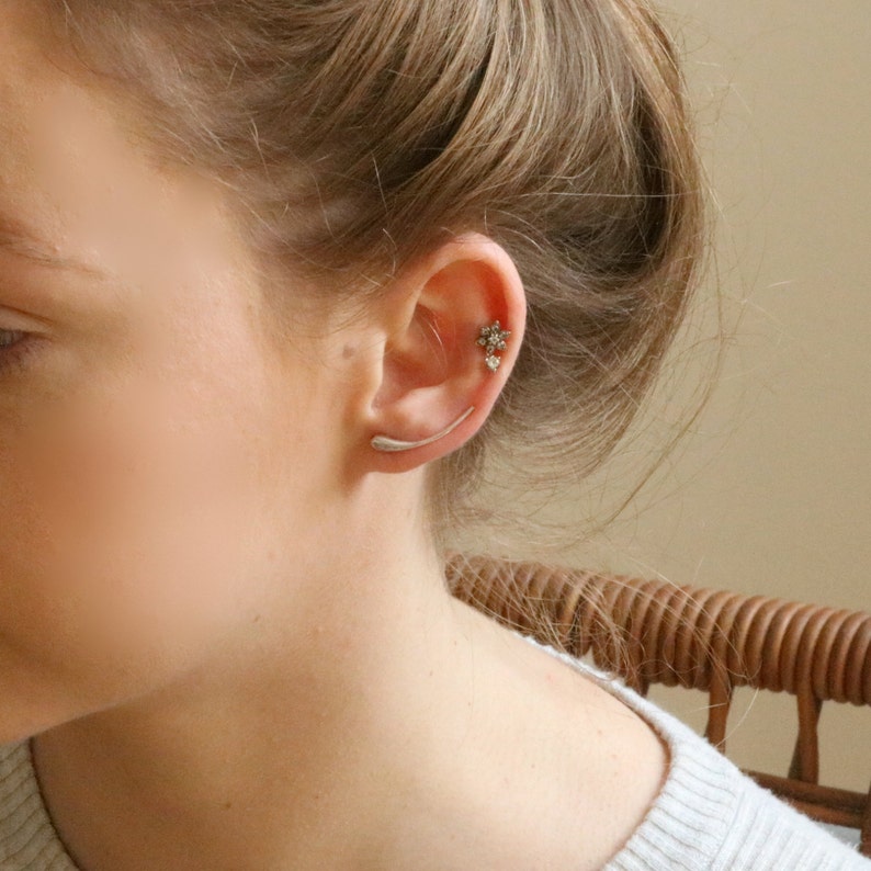 Ear Crawler Earrings Sterling Silver Ear Climber Single Earring Sweep ...