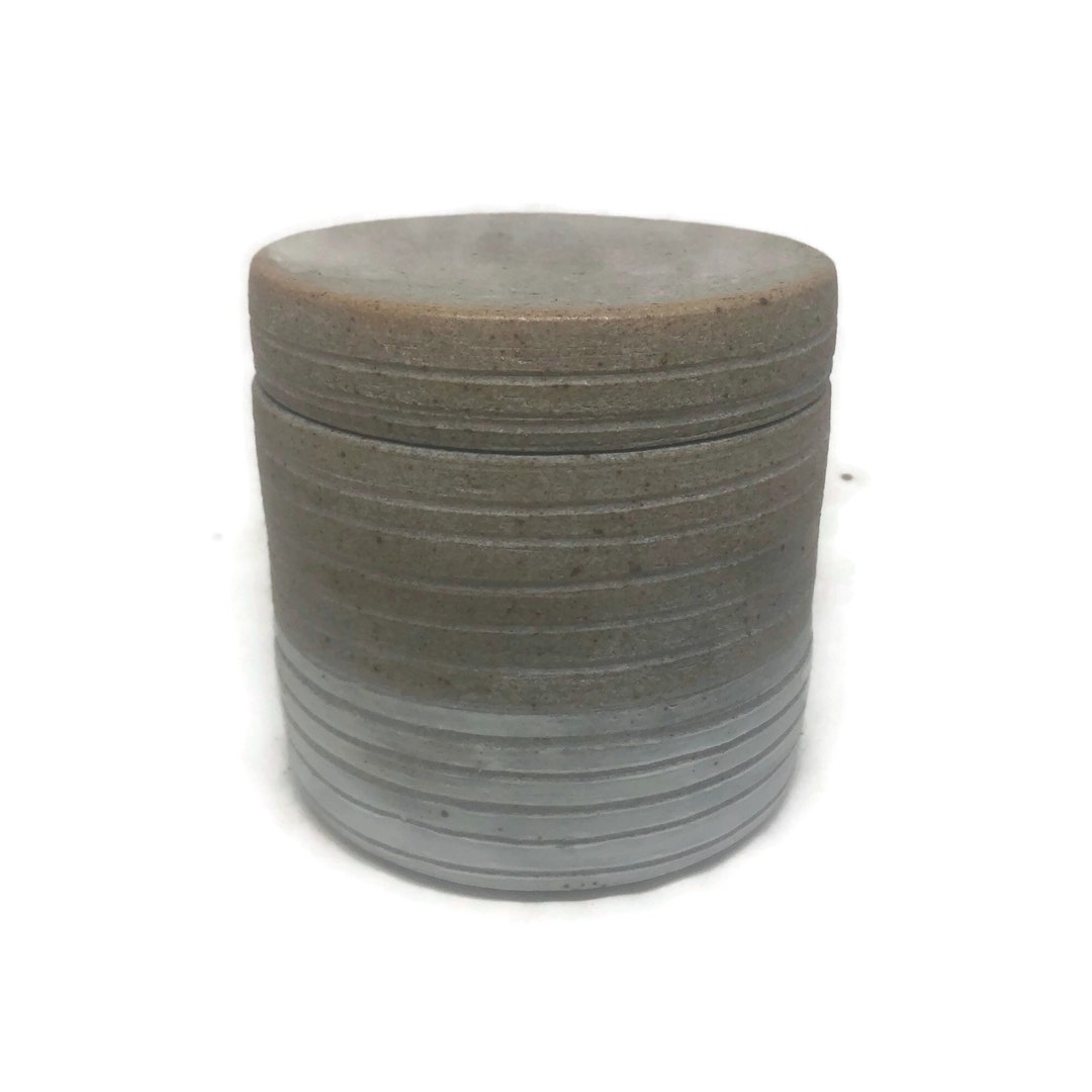 Modern Stone Ceramic Canister, Lidded Jar Unique Granite Gray ...