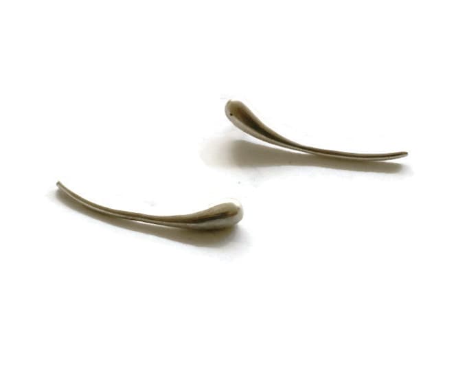Teardrop Ear Crawler Earrings , Sterling Silver Ear Sweeps Curved Bar ...