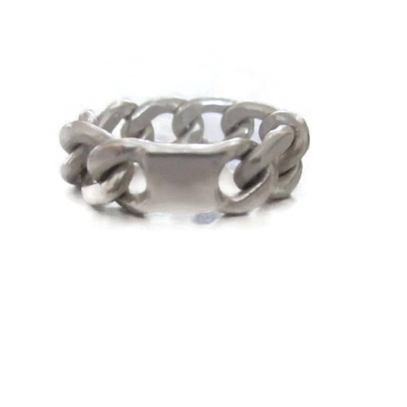 Personalized ID Ring , Silver Curb Chain Ring, Artisan Handmade by ...