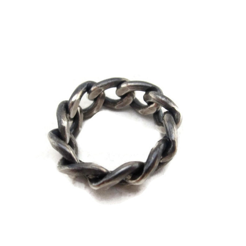 Mens Wedding Ring Curb Chain Ring Oxidized Silver Chain Link - Etsy