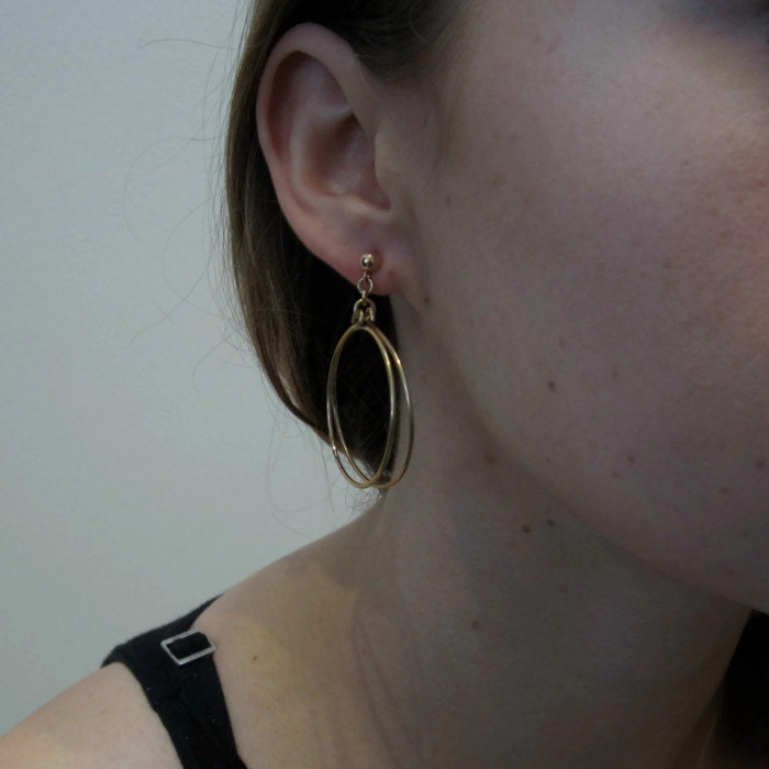 Gypsy Hoops 18K Gold Hoop Earrings, Large Gold Lapis Hoops, - Etsy