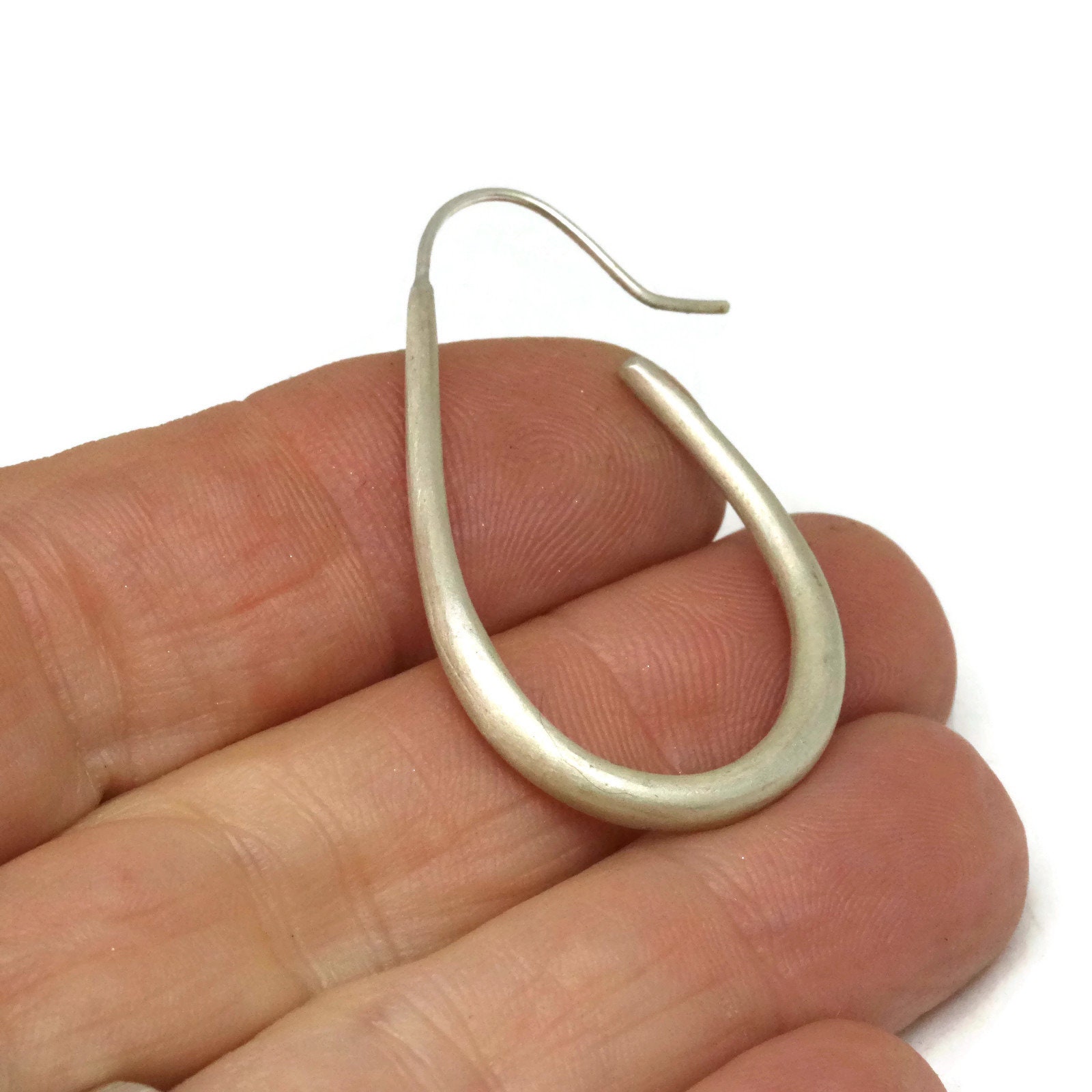 Large Teardrop Hoops Modern Silver Contemporary Hoop Earrings - Etsy