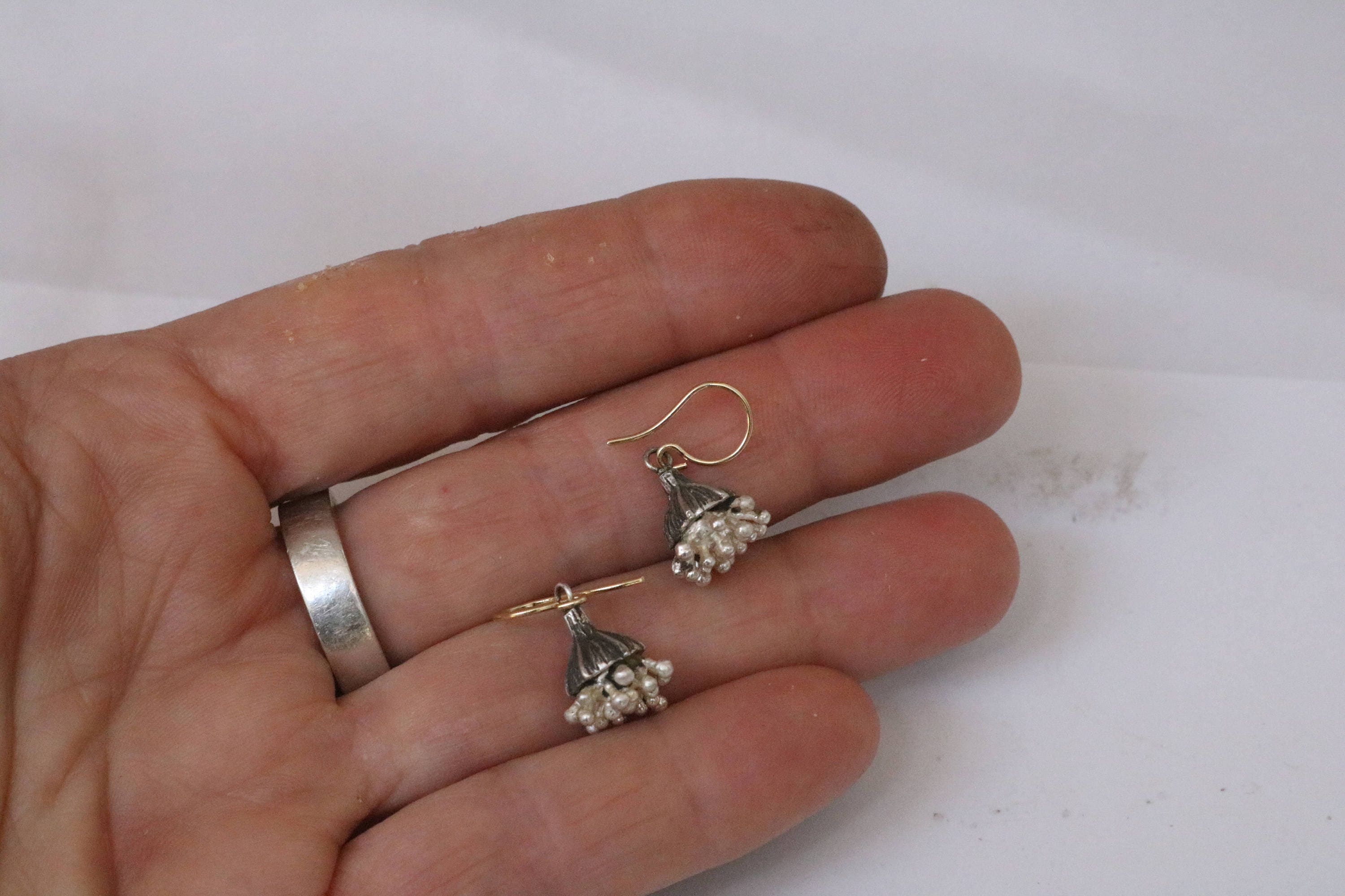 Small Oxidized Silver Seed Pod Drop Earrings Gum Nut - Etsy